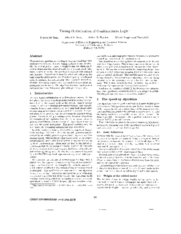 Pdf Timing Optimization Of Combinational Logic