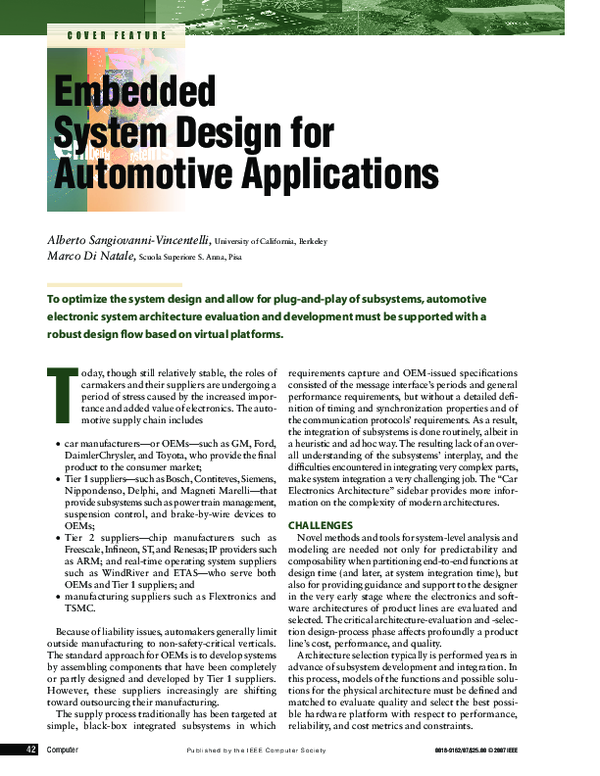 (PDF) Embedded system design for automotive applications
