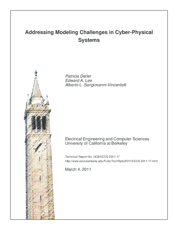 (PDF) Addressing modeling challenges in cyber-physical systems