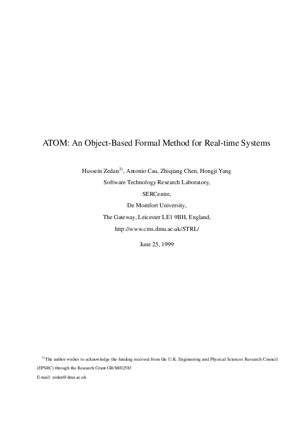 (PDF) ATOM: an object-based formal method for real-time systems