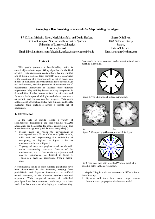 (PDF) Developing a benchmarking framework for map building paradigms
