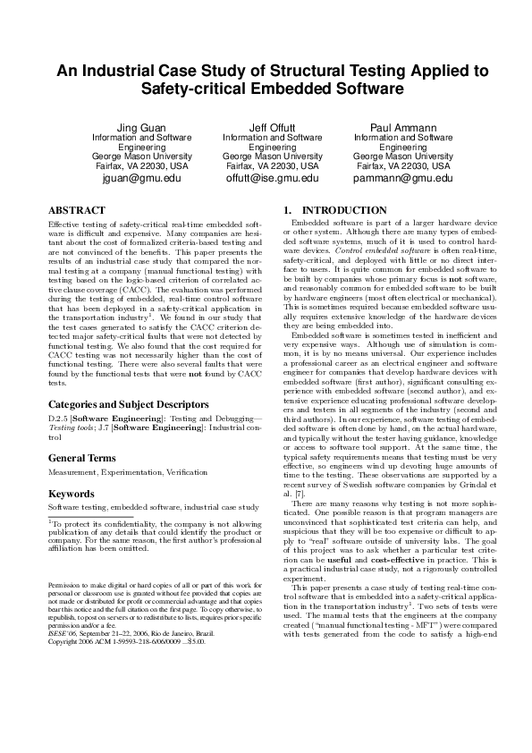 (PDF) An industrial case study of structural testing applied to safety ...