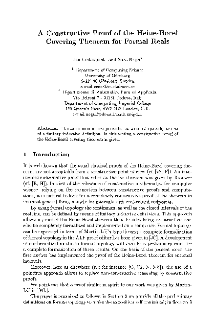 (PDF) Constructive Proof of Heine-Borel Theorem