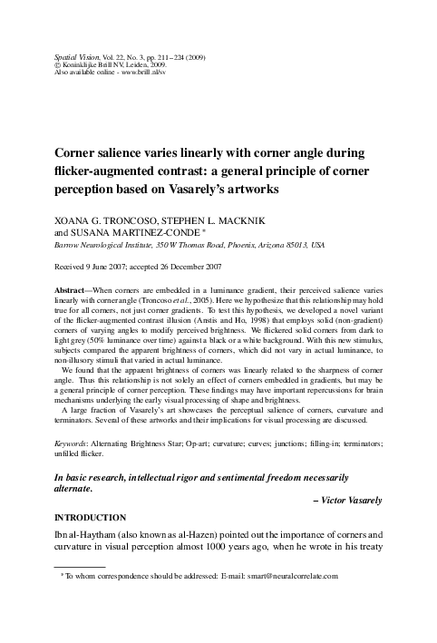 (PDF) Corner salience varies linearly with corner angle during flicker ...