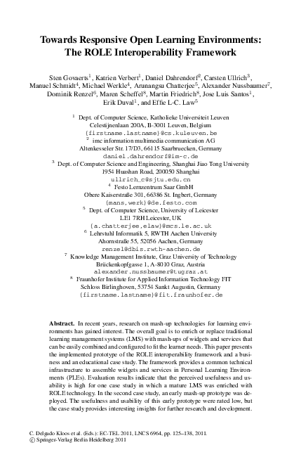 (PDF) Towards responsive open learning environments: the ROLE interoperability framework