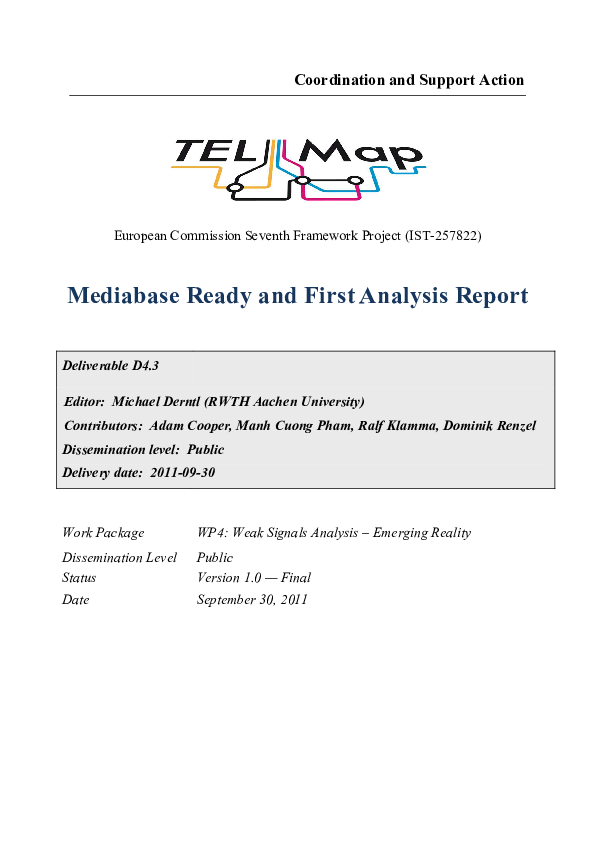 (PDF) Mediabase Ready and First Analysis Report