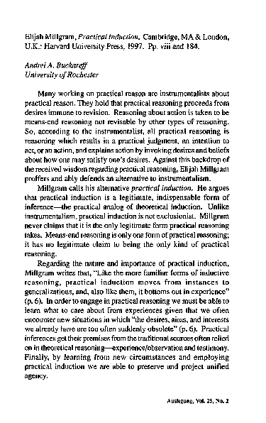 (PDF) Elijah Millgram, Practical Induction. Cambridge, MA & London, UK ...