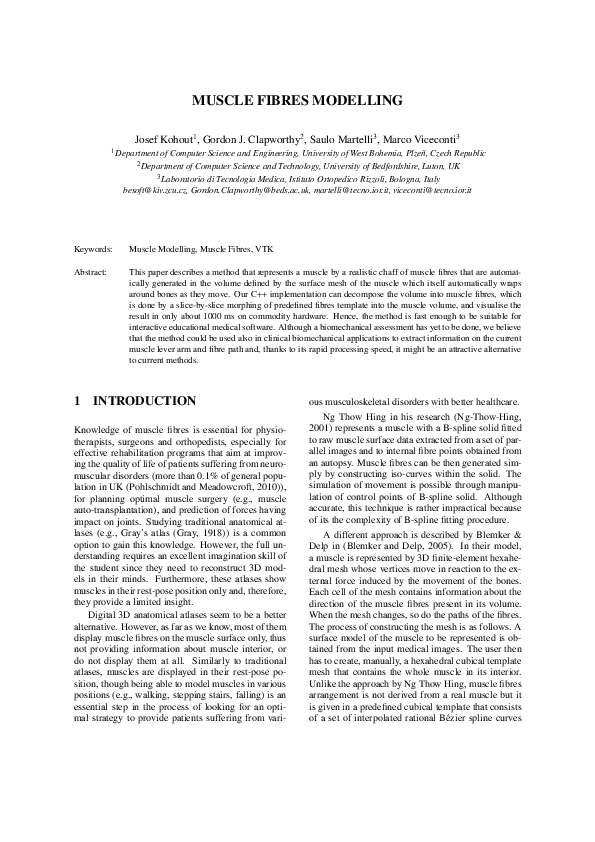 (PDF) Muscle fibres modelling
