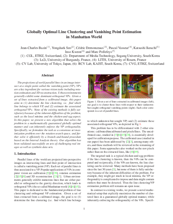 Pdf Globally Optimal Line Clustering And Vanishing Point Estimation In Manhattan World