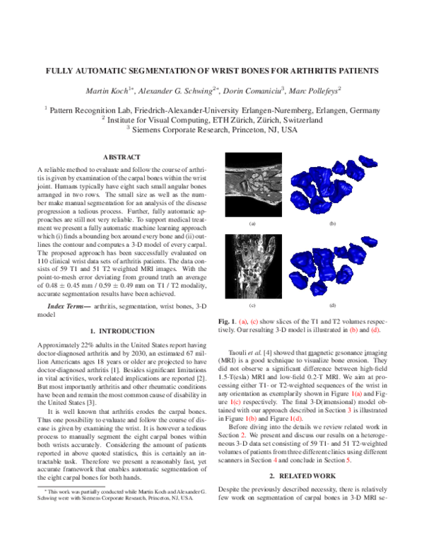 (PDF) Fully automatic segmentation of wrist bones for arthritis patients