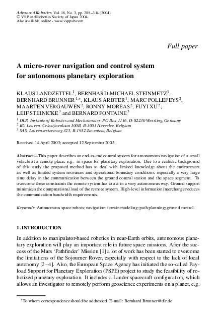 (PDF) A micro-rover navigation and control system for autonomous ...