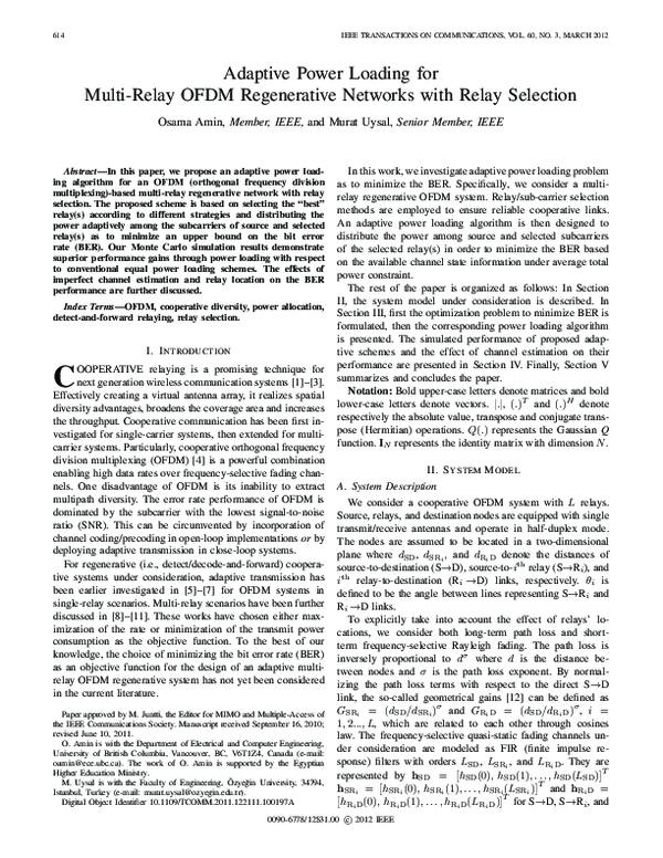 (PDF) Adaptive Power Loading for Multi-Relay OFDM Regenerative Networks with Relay Selection ...