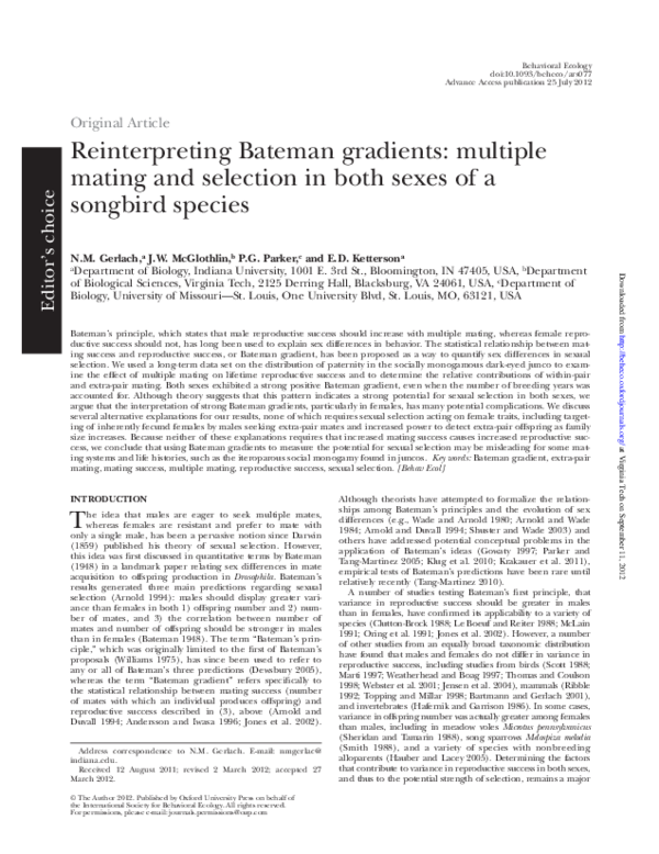 (PDF) Reinterpreting Bateman gradients: multiple mating and selection ...