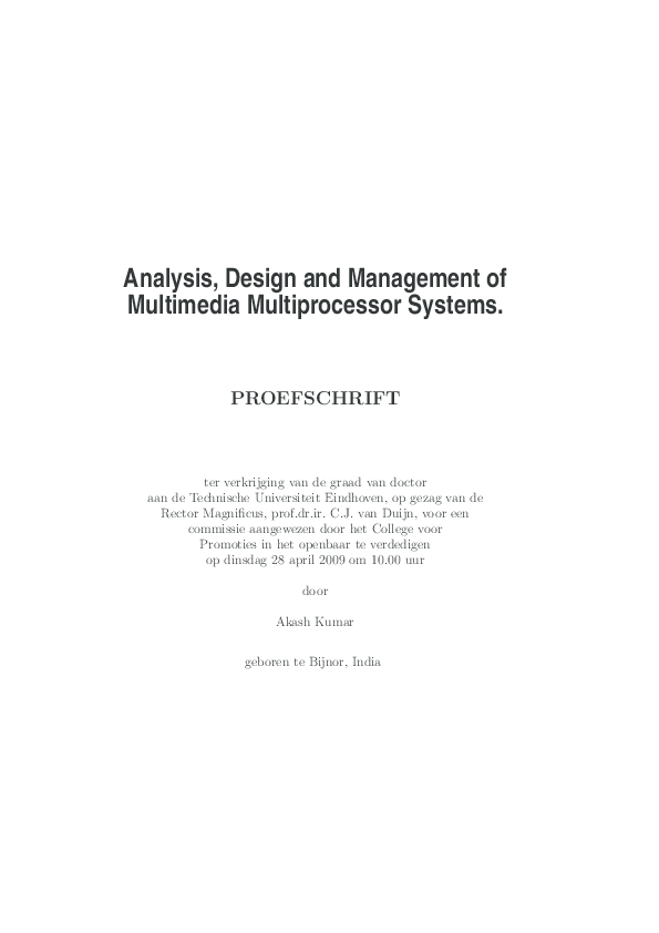 (PDF) Analysis, design and management of multimedia multiprocessor systems