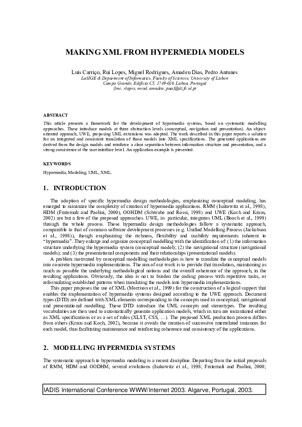 (PDF) Making XML from hypermedia models