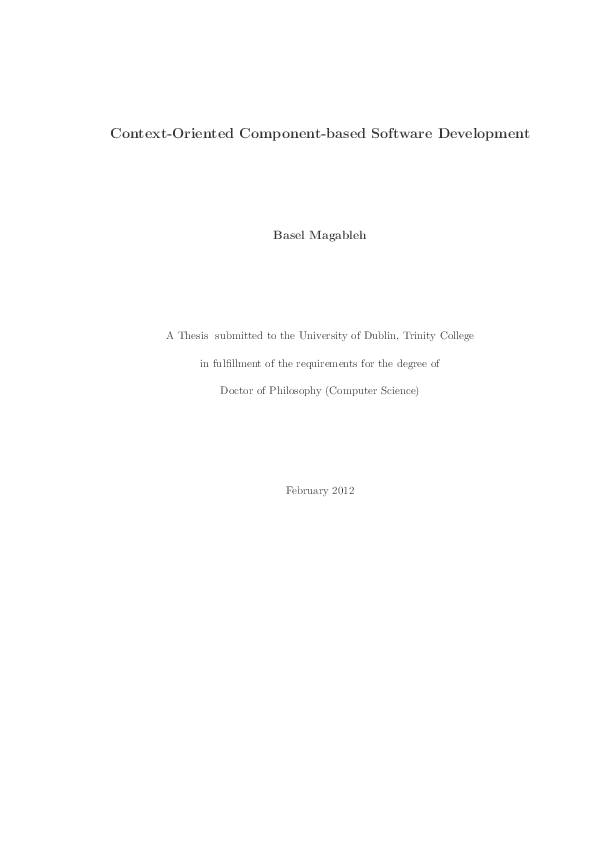 Pdf Context Oriented Component Based Software Development 8123