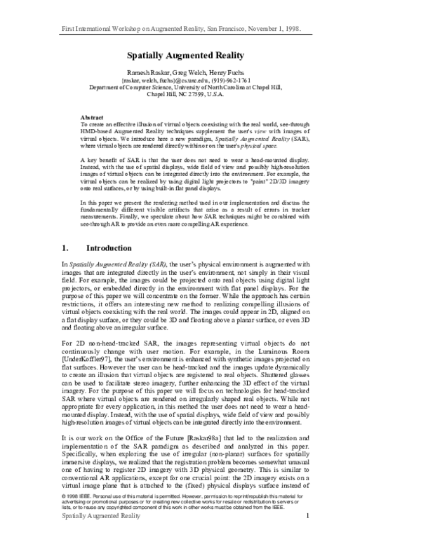 (PDF) Spatially augmented reality