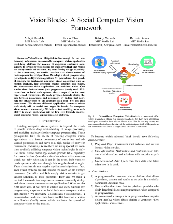 Pdf Visionblocks A Social Computer Vision Framework