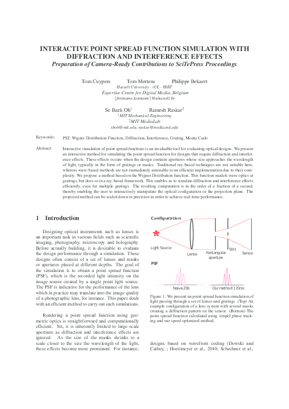 Pdf Interactive Point Spread Function Simulation With Diffraction And Interference Effects