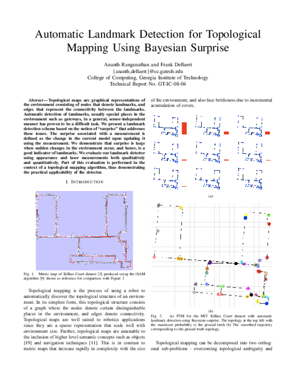 (PDF) Automatic Landmark Detection for Topological Mapping Using Bayesian Surprise