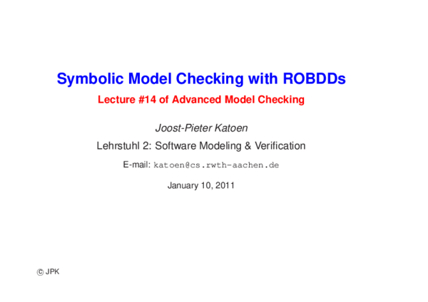 (PDF) Symbolic Model Checking with ROBDDs
