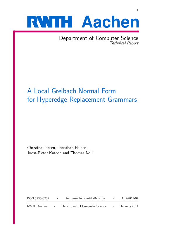 (PDF) A local greibach normal form for hyperedge replacement grammars