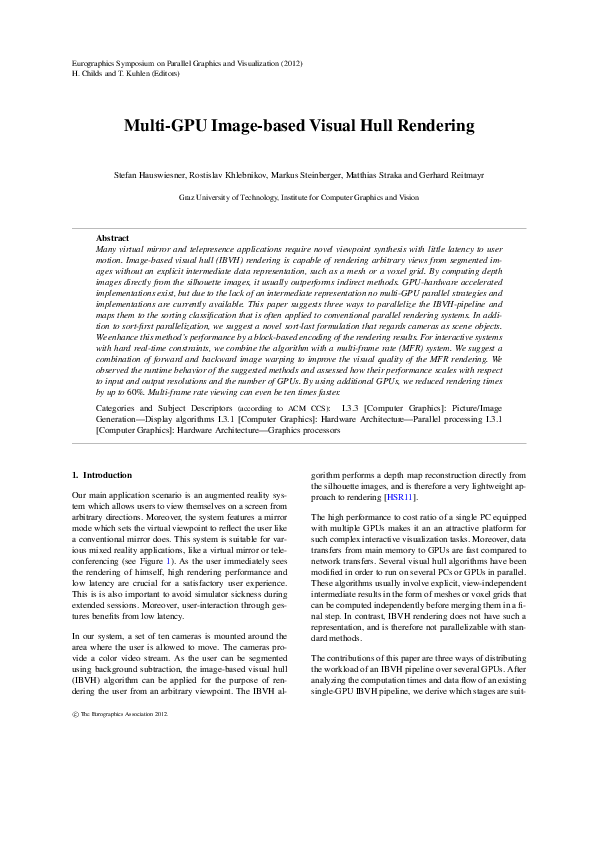 (PDF) Multi-GPU Image-based Visual Hull Rendering