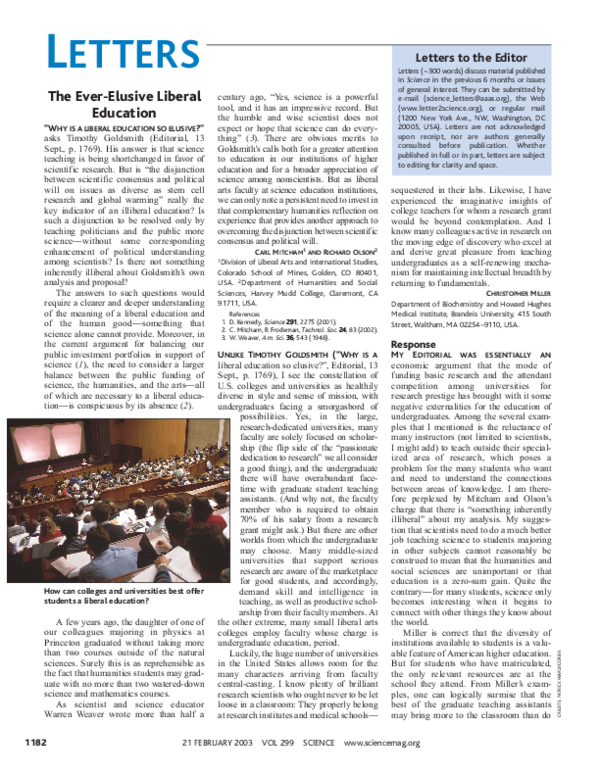 (PDF) The Ever-Elusive Liberal Education