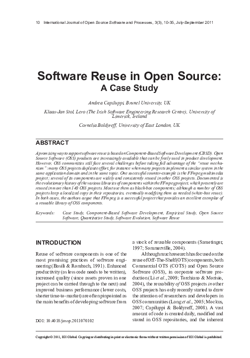 (PDF) Software Reuse in Open Source: A Case Study