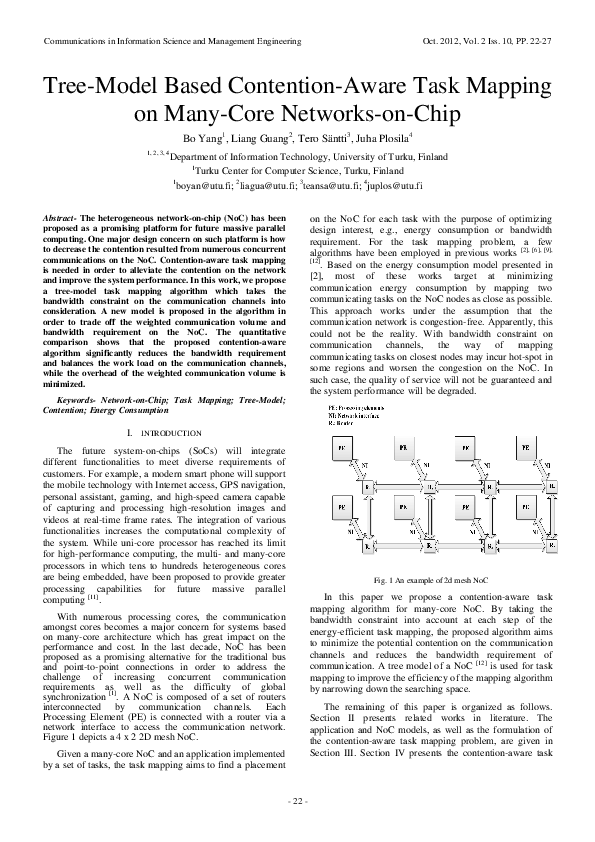 Pdf Tree Model Based Contention Aware Task Mapping On Many Core Networks On Chip