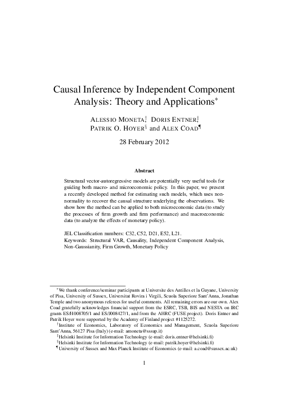 (PDF) Causal Inference by Independent Component Analysis: Theory and ...