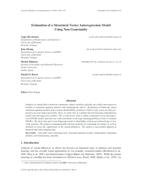 Pdf Estimation Of A Structural Vector Autoregression Model Using Non