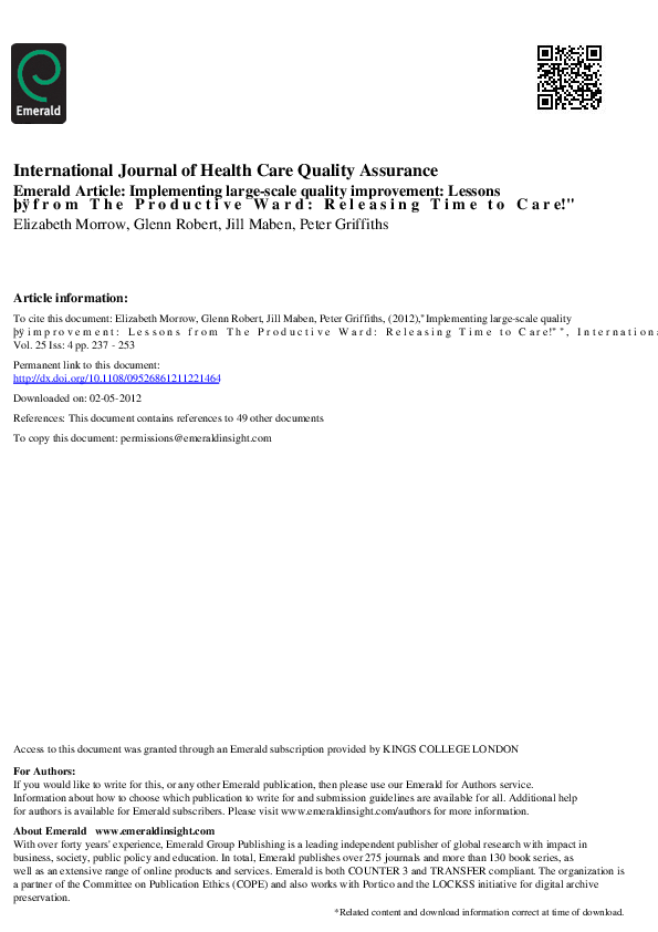 (PDF) Emerald Article: Implementing large-scale quality improvement ...