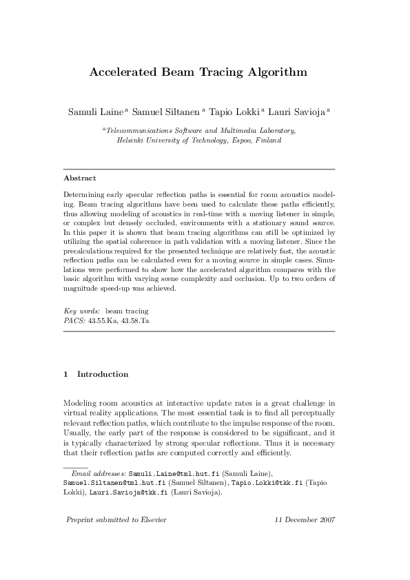 (PDF) Accelerated beam tracing algorithm