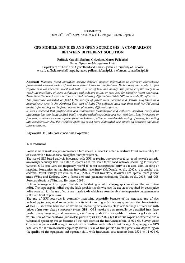 (PDF) GPS mobile devices and open source GIS: a comparison between different solutions