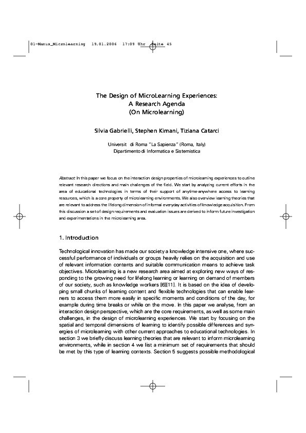 (PDF) The Design of MicroLearning Experiences: A Research Agenda (On ...