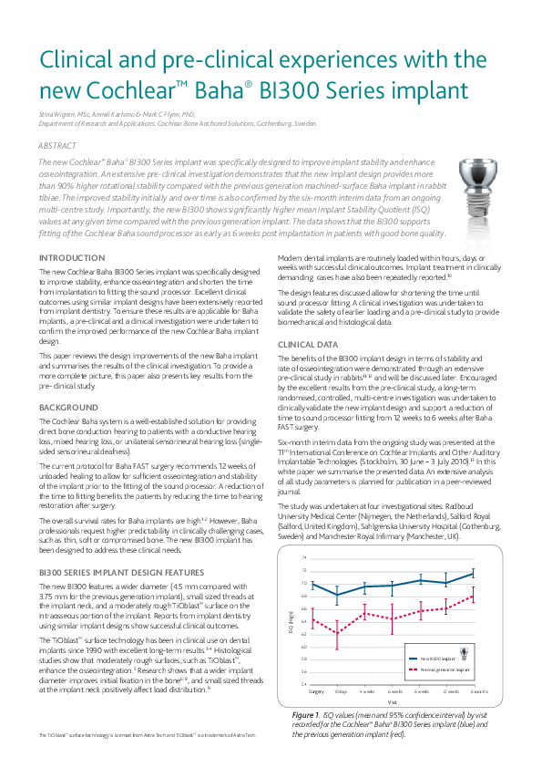 (PDF) Clinical and pre-clinical experiences with the new Cochlear™ Baha ...