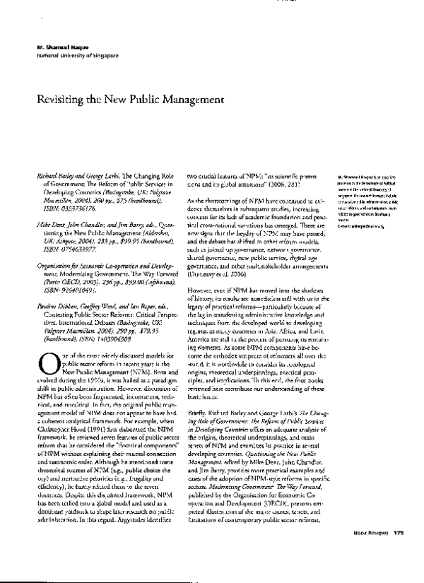 (PDF) Revisiting the New Public Management