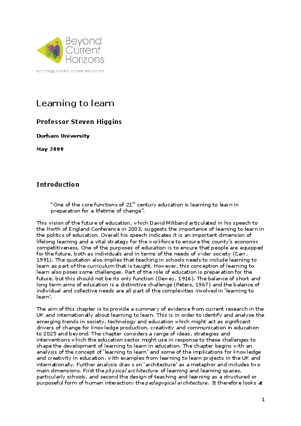(PDF) Learning to Learn