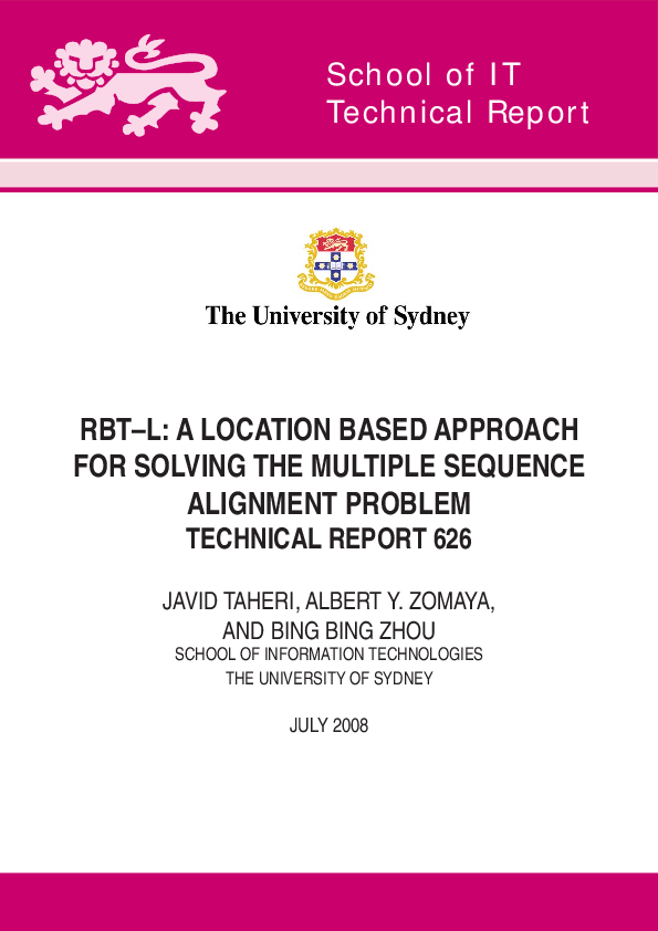 Pdf Rbt L A Location Based Approach For Solving The Multiple Sequence Alignment Problem 