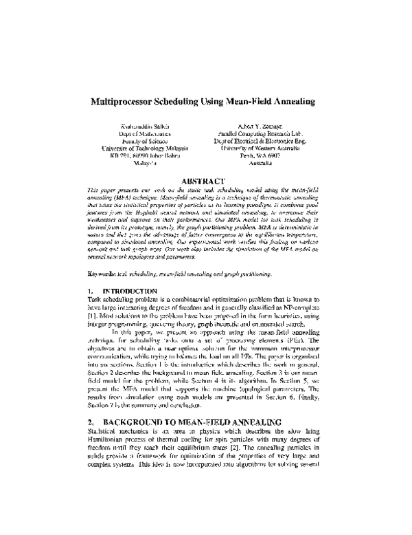 (PDF) Multiprocessor scheduling using mean-field annealing