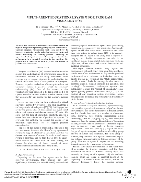 (PDF) Multi-Agent Educational System for Program Visualization