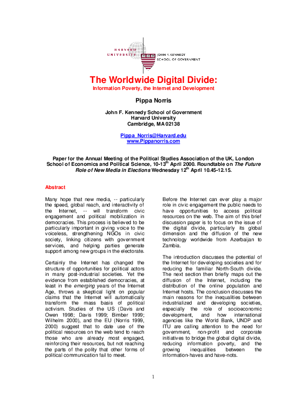 (PDF) The worldwide digital divide