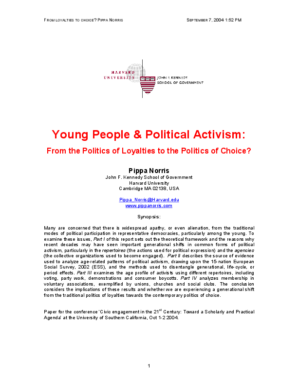 (PDF) Young people & political activism