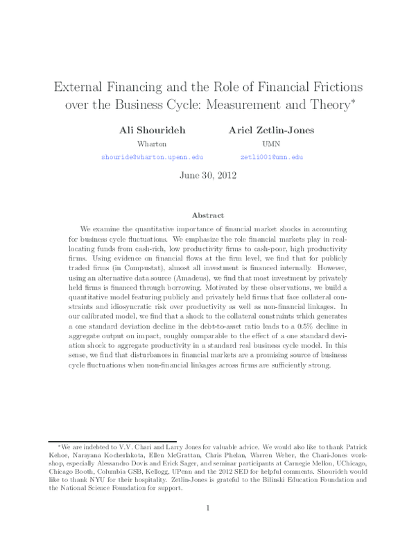 (PDF) External financing and the role of financial frictions over the ...