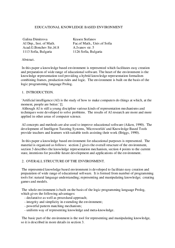 (PDF) Educational Knowledge Based Environment