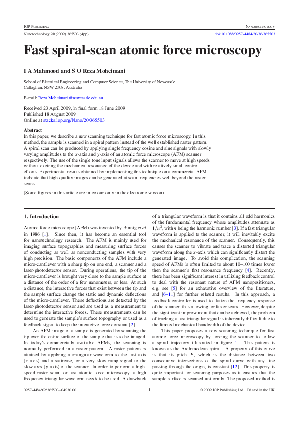 (PDF) Fast spiral-scan atomic force microscopy