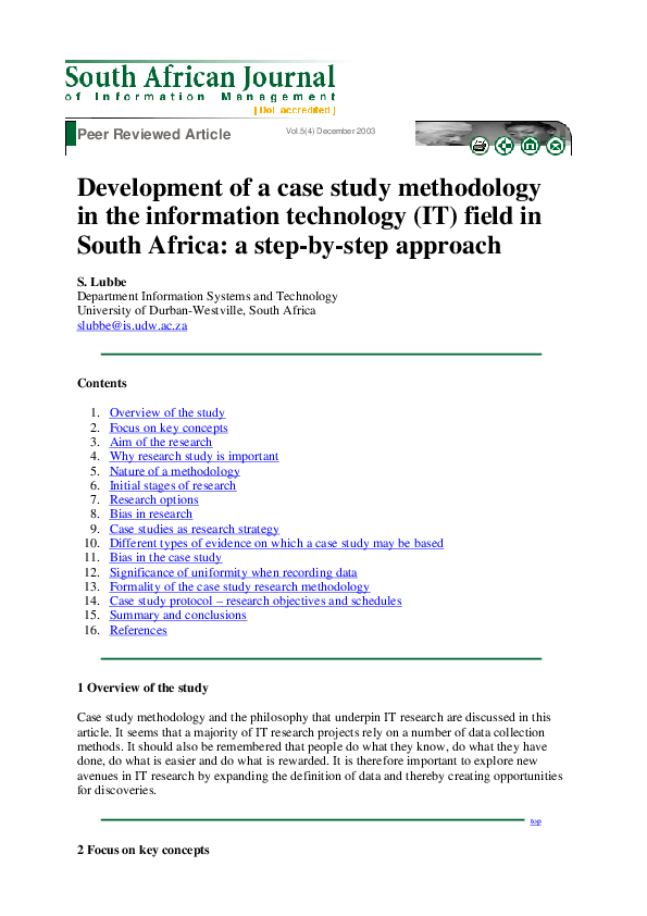 (PDF) Development of a case study methodology in the information ...