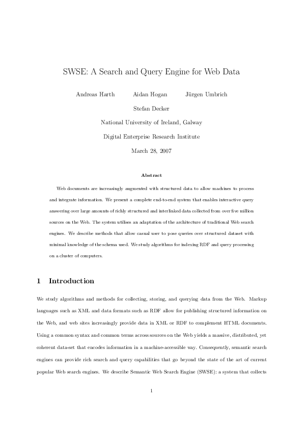 (PDF) SWSE: A Search and Query Engine for Web Data