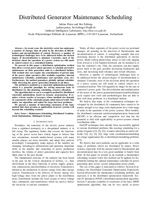 Pdf Distributed Generator Maintenance Scheduling 